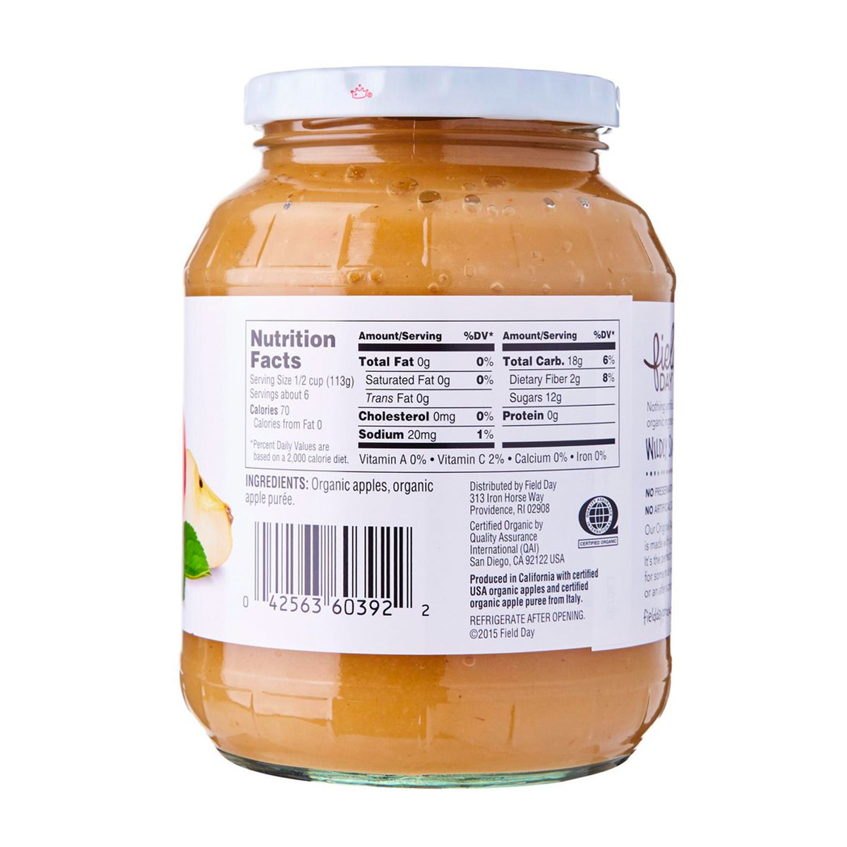 Field Day Organic Apple Sauce Original, 680g