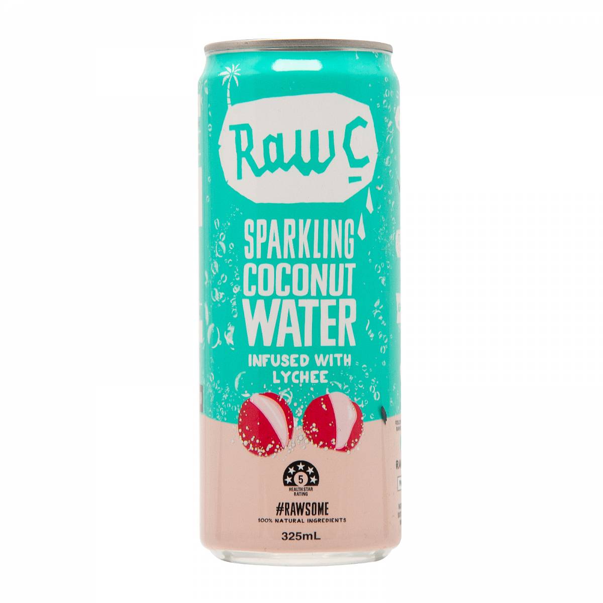 Raw C Sparkling Coconut Water Infused with Lychee, 325 ml x 12