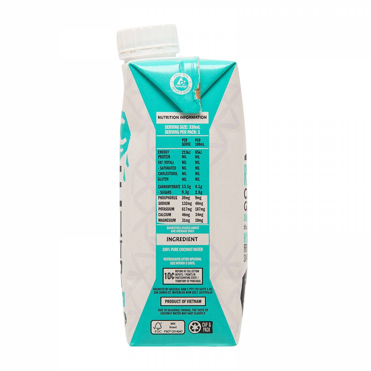 Raw C Pure Natural Coconut Water, 330 ml x 12