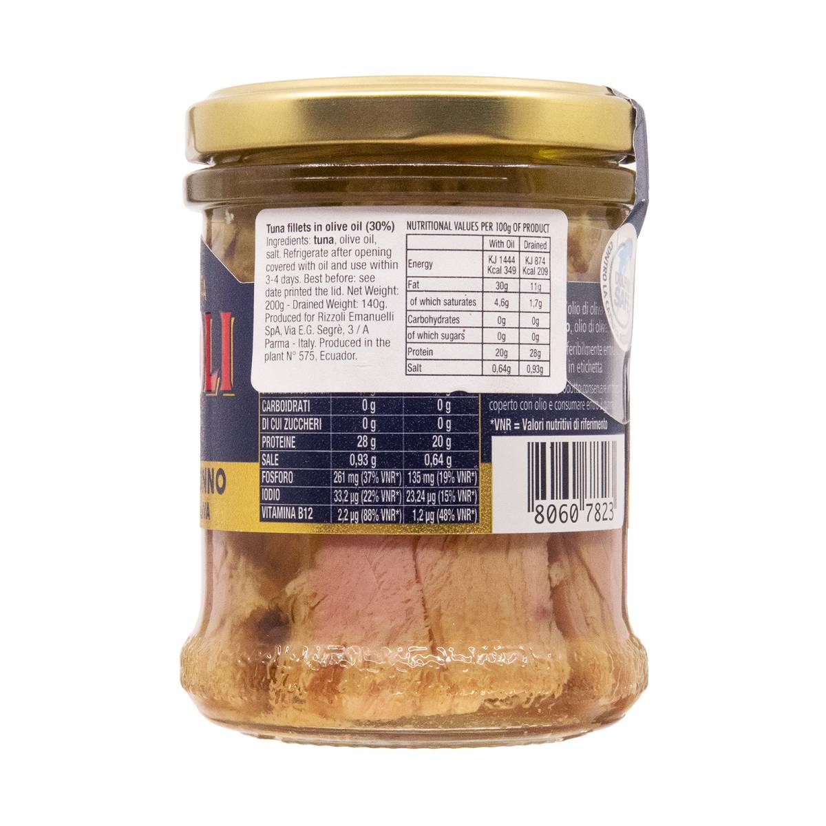 Rizzoli Tuna Fillets in Olive Oil, 200g