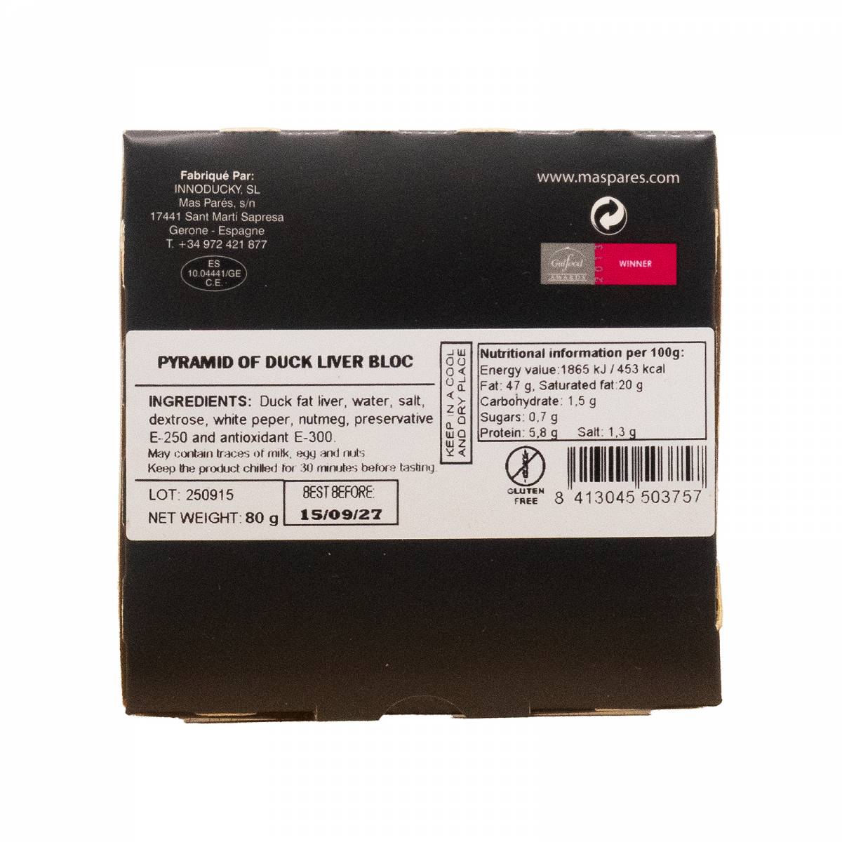Mas Pares Duck Foie Gras Pyramid, 80g