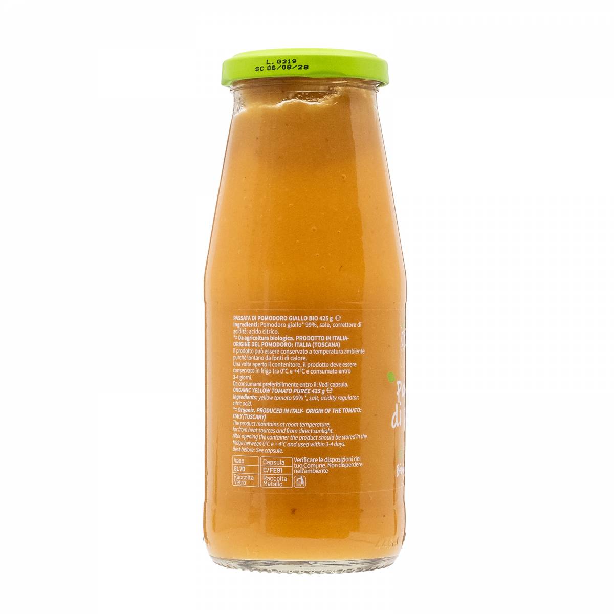 Lunica Organic Mugello Yellow Tomato Passata, 425g